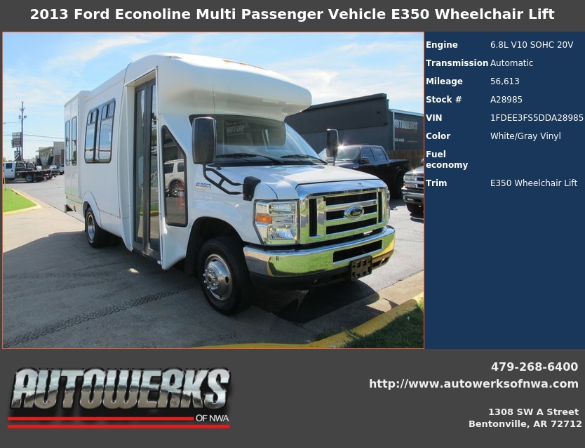 Autowerks of NWA | Used 2013 White Ford Econoline Multi Passager For ...