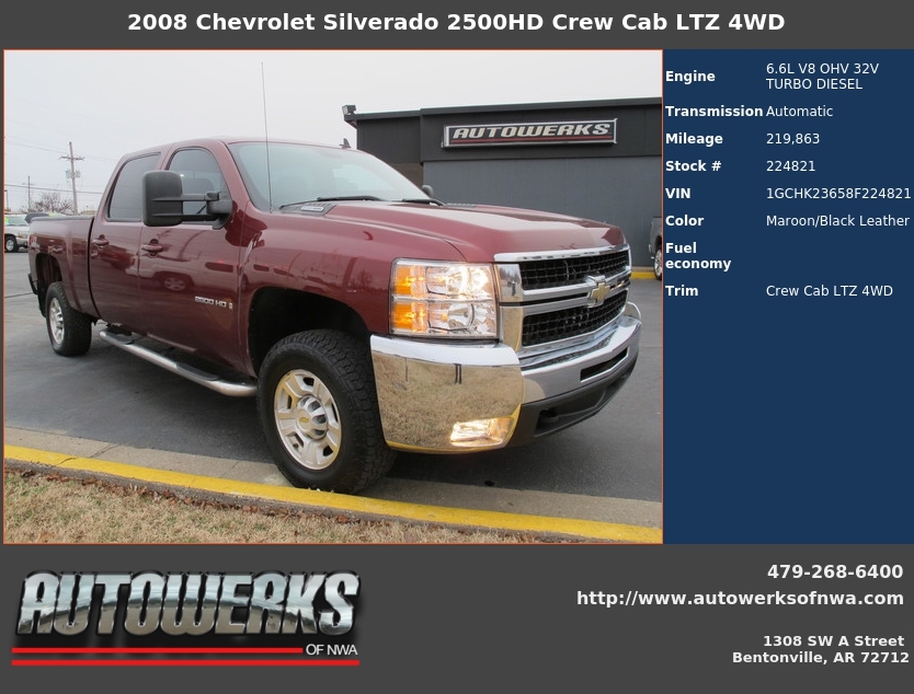 Autowerks of NWA | Used 2008 Maroon Chevrolet Silverado 2500HD For Sale ...