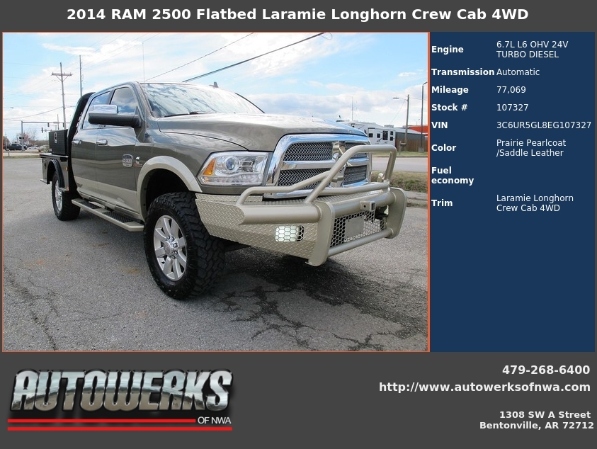 Autowerks of NWA | Used 2014 Prairie Pearlcoat RAM 2500 Flatbed For ...